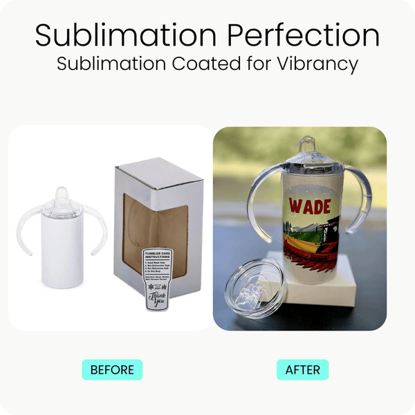 Sublimation Sippy Cup, 12oz, Dual Lids + Free Template